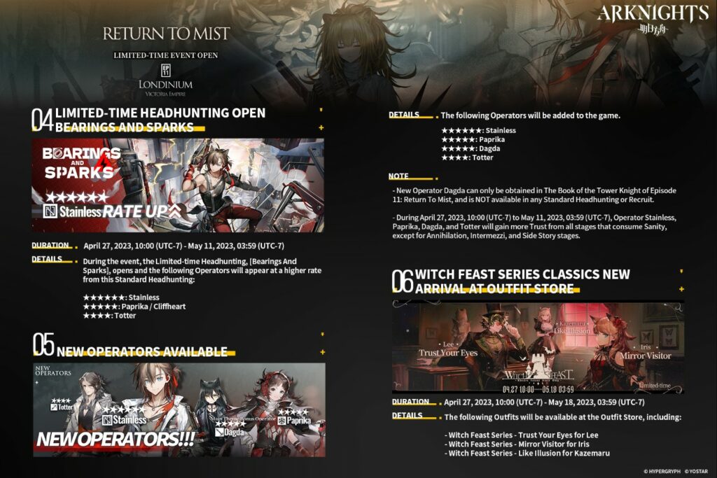 Arknights – New Operators Dagda, Stainless, Cliffheart, Paprika, and ...