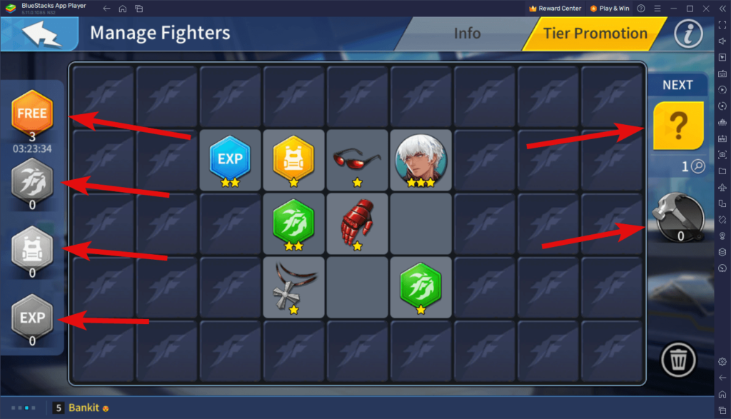 King of Fighters Survival City Tier Promotion Grid und Merging ...