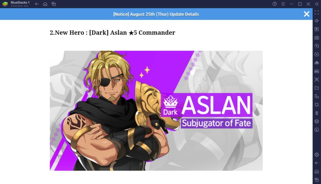 Lord of Heroes – New Commander Class, Water Rosanna and Dark Aslan ...