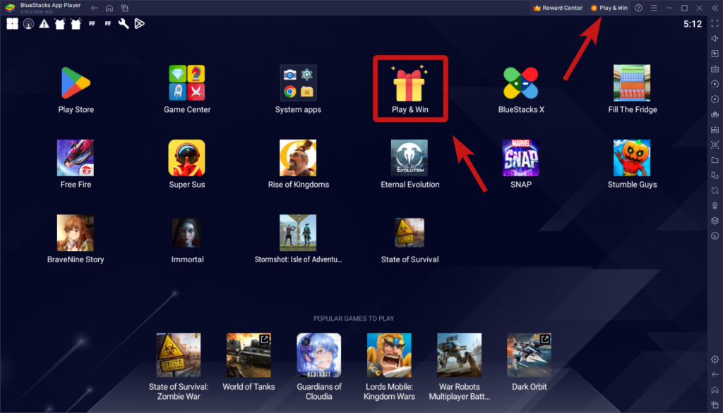 Mit der neuen BlueStacks 5 Play & Win Funktion können Spieler tolle digitale und physische ...