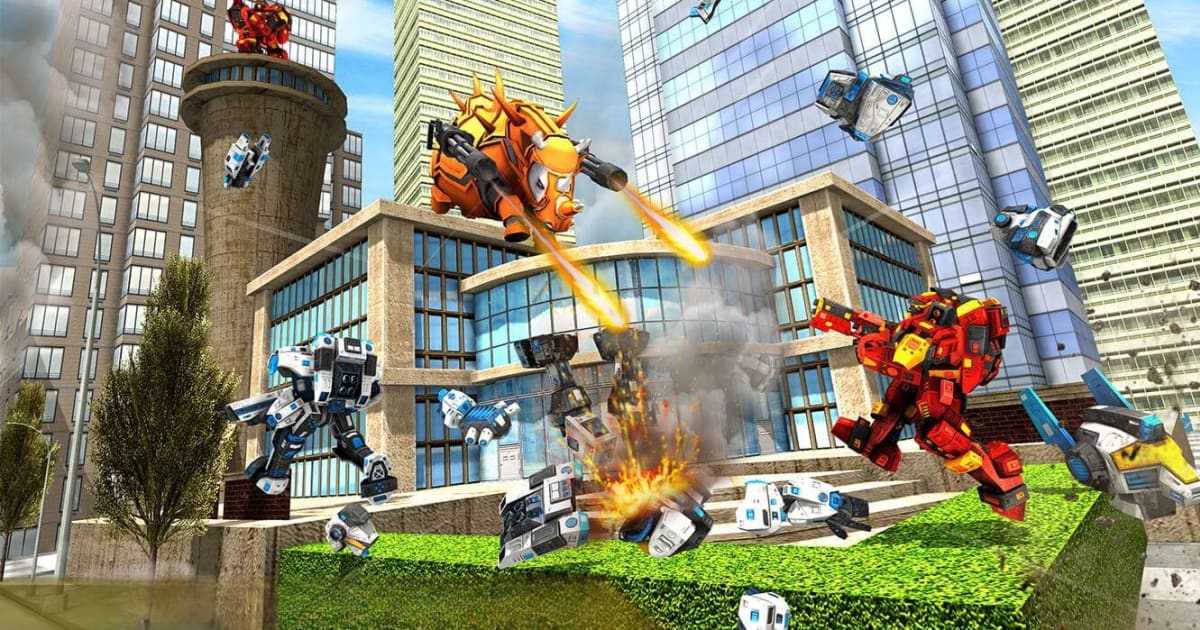 Download & Play Rhino Robot Car transforming games – City battle on PC ...