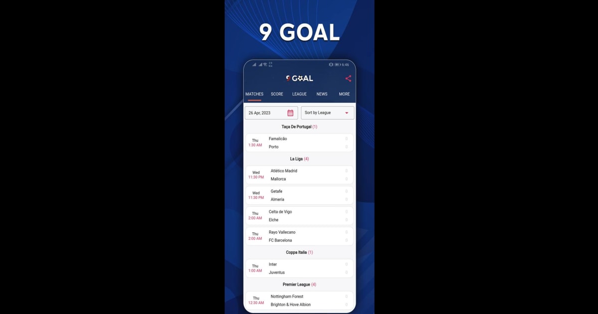 Download and run 9Goal - Live Sports on PC & Mac (Emulator)