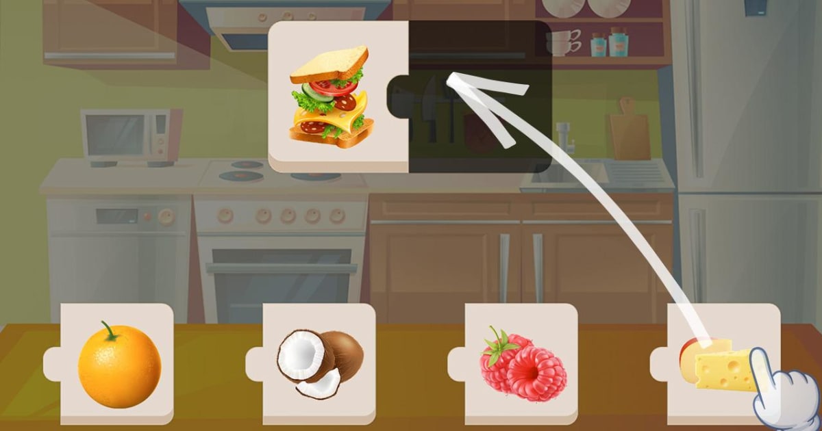 Download & Play Food puzzle for kids 🥕🍅🍍🍉🎂🍭🍪🧀 on PC & Mac (Emulator)