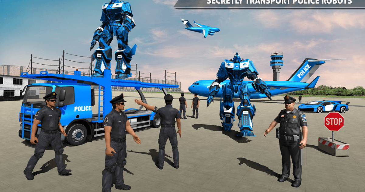Download & Play US Police Robot Car Game – Police Plane Transport on PC ...