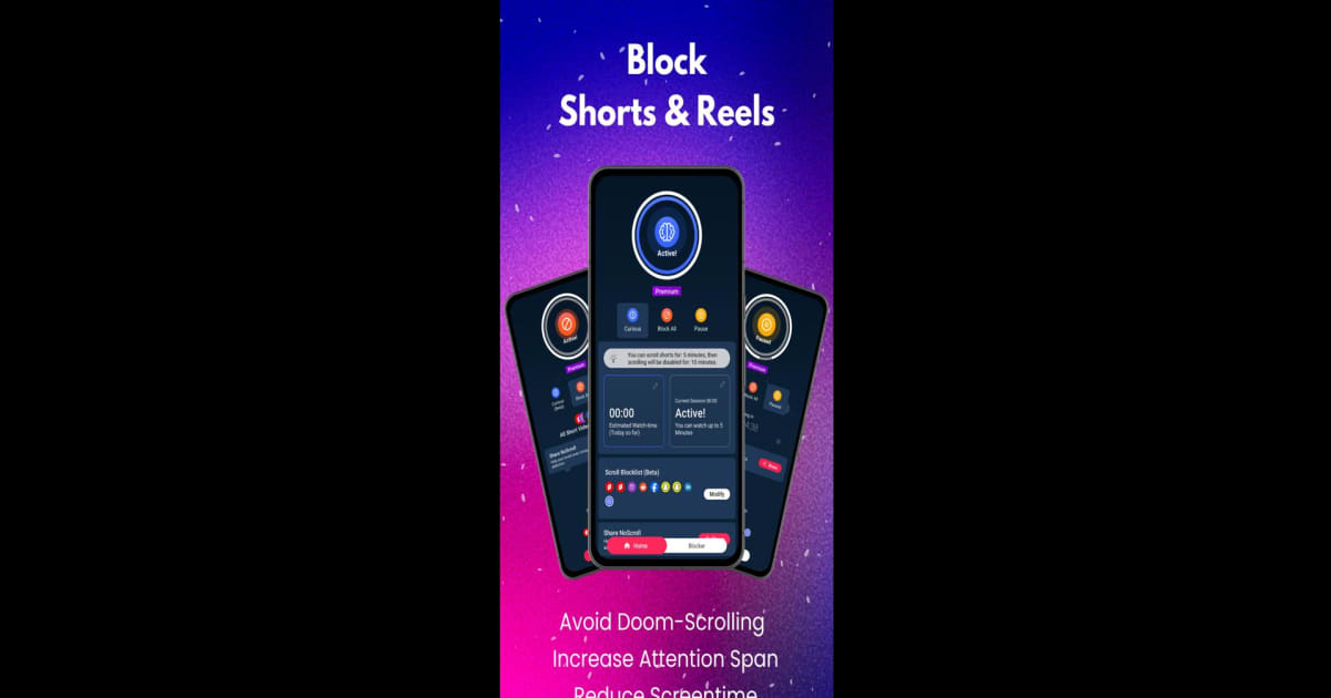 Download and run NoScroll: Block Reels & Shorts on PC & Mac (Emulator)