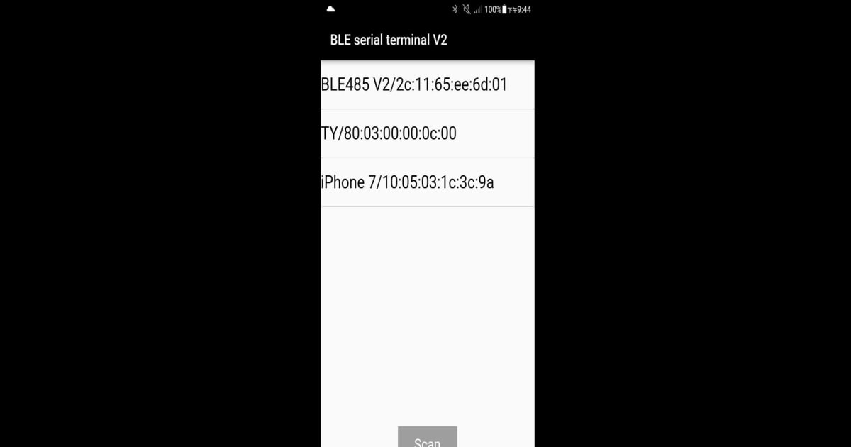 Скачайте и запустите BLE serial terminal V2 на ПК или Mac (Эмулятор)