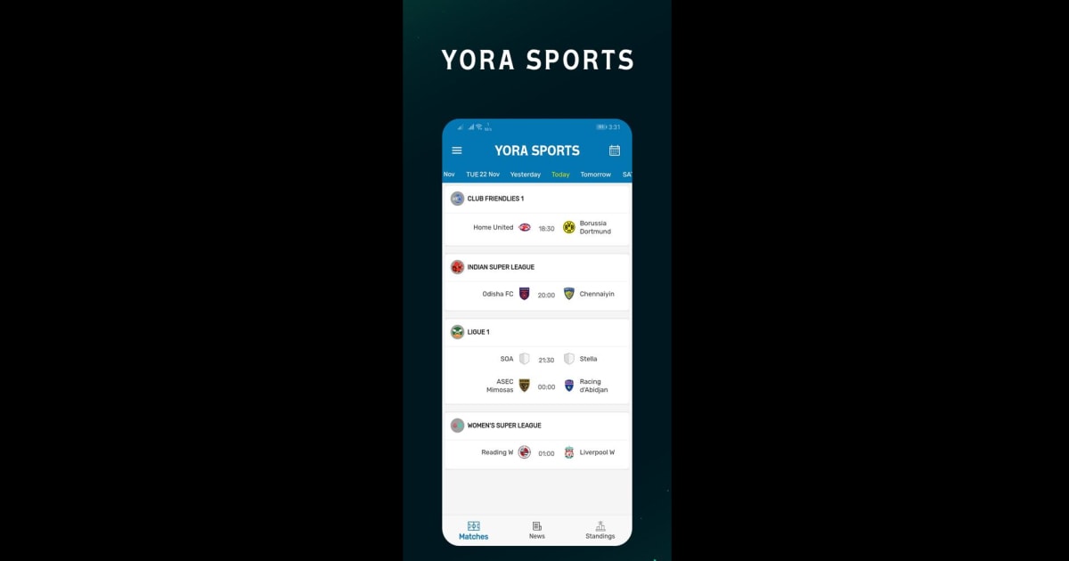 Download & Play Yora Sports - Live Score on PC & Mac (Emulator)