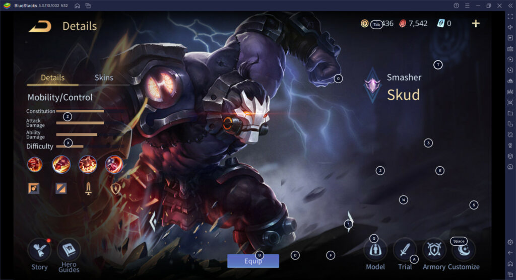 Garena RoV ไกด์สำหรับการเล่นฮีโร่สายไฟต์เตอร์แทงค์ Skud | BlueStacks