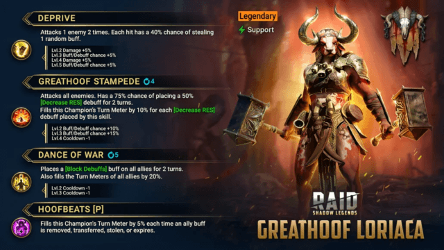 Raid Shadow Legends Legendary Champion Greathoof Loriaca: Details, How ...