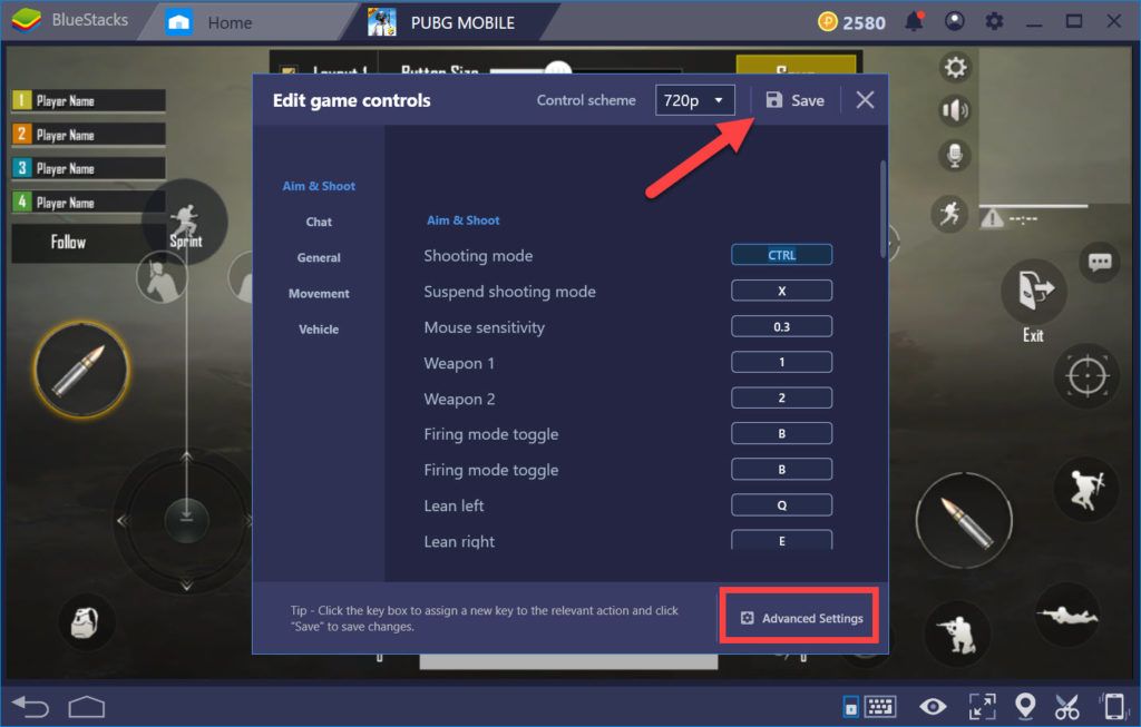 Hướng dẫn thiết lập Game controls khi chơi PUBG Mobile với BlueStacks 4