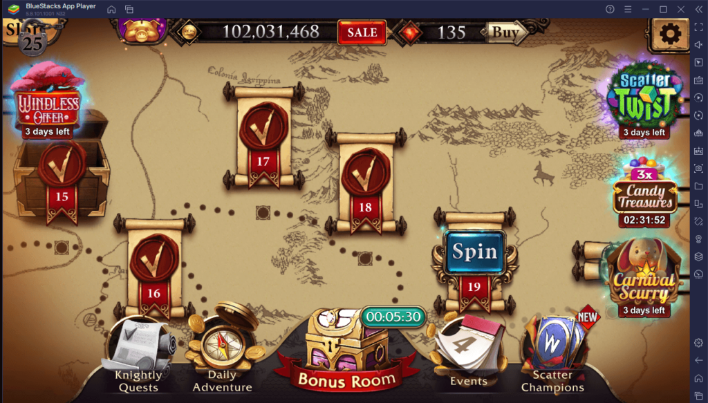 So spielst du Scatter Slots – Slot Machines auf dem PC mit BlueStacks